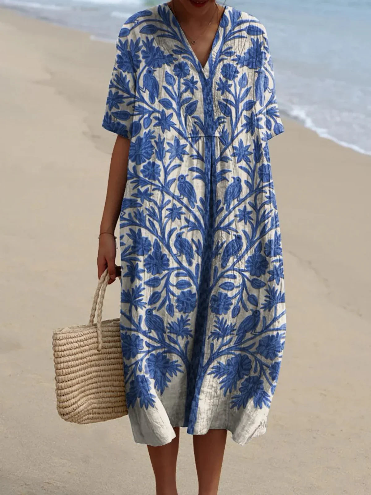 Oréa™ | Embroidered Blue Dress – AVERRA